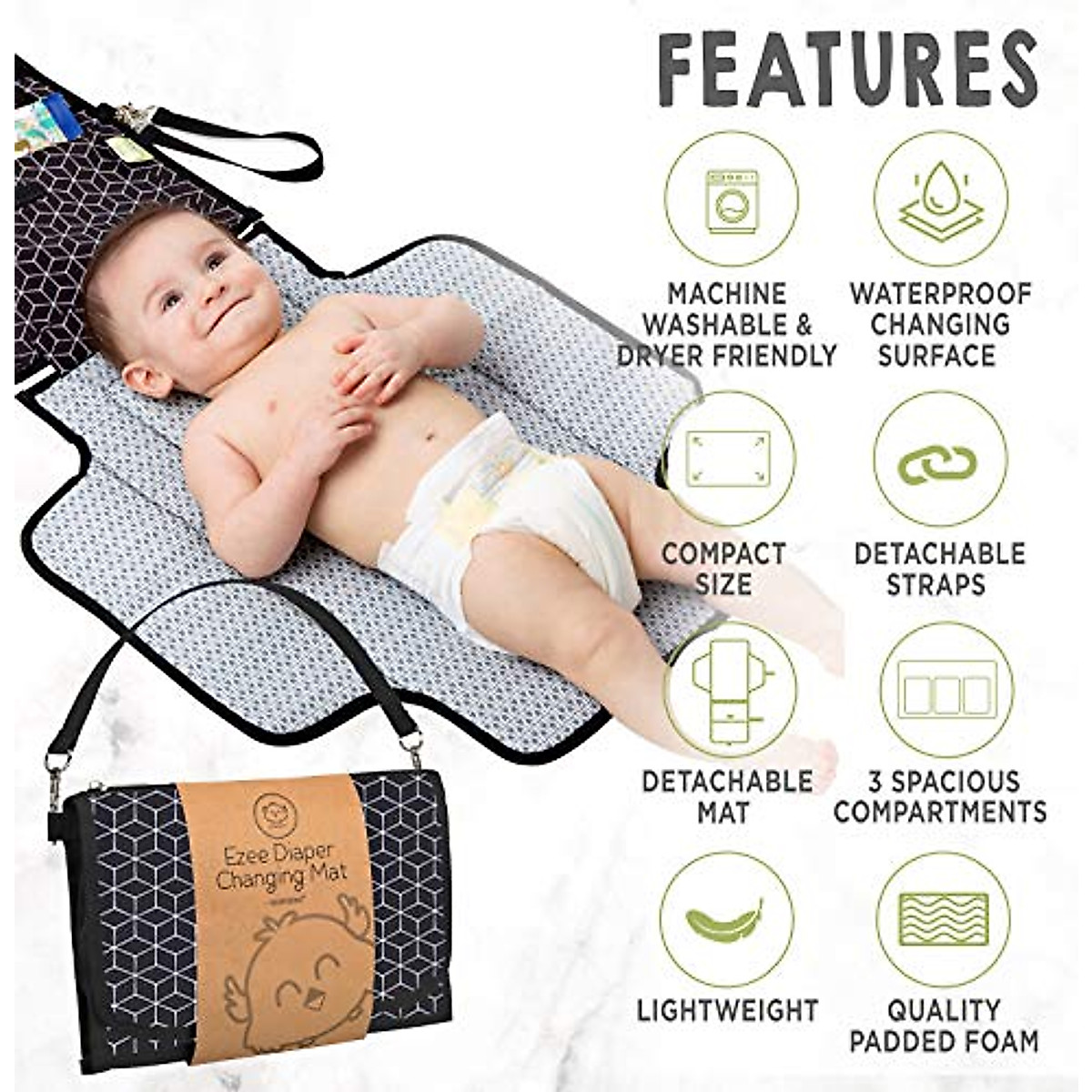 KeaBabies Baby Diaper Caddy Organizer and Portable Diaper Changing Pad - Large Baby Organizer - Waterproof Foldable Baby Changing Mat - Diaper Organizer For Changing Table - Diaper Changing Station