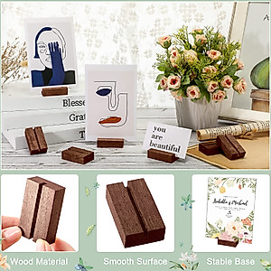 25 Pcs Wood Place Card Holder 2 Inch Rustic Table Number Holders Stands Wooden Sign Holders Photo Card Display Wood Stand for Wedding Party Birthday Retail Shop Office Pictures Menu Decorations
