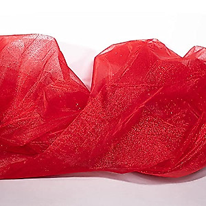 Anderson's Red Glitter Organza Wedding Decorating Fabric, 54 Inches x 40 Yards