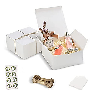 Frantis White Gift Boxes 8x8x4 Inches 10 Pack,Paper Gift Box with Lids for Bridesmaid Proposal, Birthday, Party,Christmas,Wedding, Crafting Cupcake Boxes,with Thank You Sticker