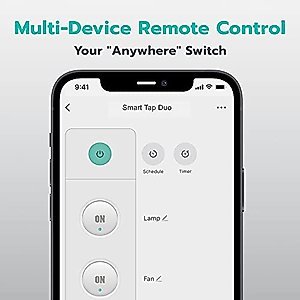 KMC Smart Plug Duo, 2-Outlet Wi-Fi Smart Plug, Multi Plug Adapter, Independently Controlled Smart Outlets, Works with Alexa & Google Assistant, No Hub Required