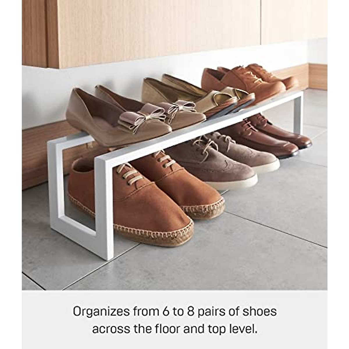Yamazaki Expandable Home Adjustable, Small | Steel | Shoe Rack, Single, White