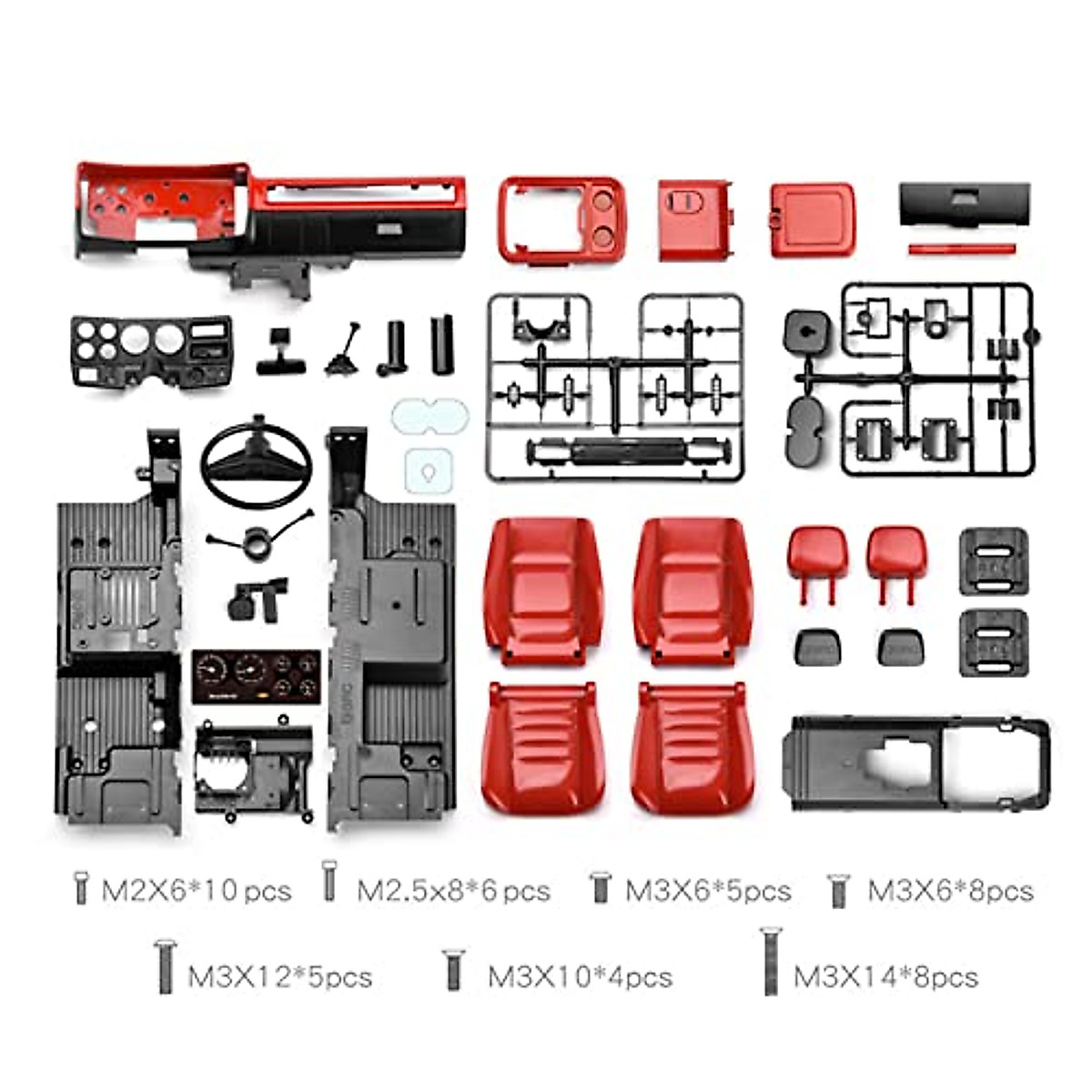 RC Car Full Interior Body Shell Cab Seat Kit for 1/10 RC Crawler Car Traxxas TRX4 1979 Blazer G161KR(Red)