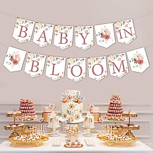 Baby in Bloom Baby Shower Decorations Girl - Floral Baby in Bloom Banner, Pre-Strung Flowers Baby Shower Banner for Wildflowers Boho Baby Shower Gender Reveal Birthday Party Supplies