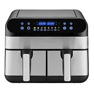 Panana XL 9.5 Quart 8 Preset Cooking Functions 2-Basket Air Fryer with 2 Frying Baskets, Match Cook & Smart Finish to Bake, Roast, Reheat, Broil, Dehydrate & More for Quick, Easy Meals