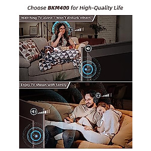 Wireless Headphones for TV - BKM400 Bluetooth TV Headphones Wireless with USB Transmitter Set Optical, AUX, RCA, USB, Plug & Play, 165FT Long Range, No Delay, 20 Hours, Louder and Clearer