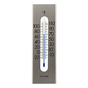 La Crosse 204-1523-INT 9 inch Stainless Steel Analog Vertical Thermometer