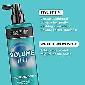 John Frieda Volume Lift Thickening Spray, Volumizing Root Thicking Spray Fine or Flat Hair, Adds Volume and Texture at the Roots, Safe for Color-Treated Hair, 6 Oz, Pack of 2