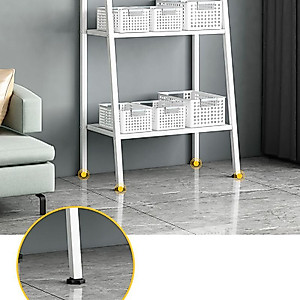 Ladder Metal Bookshelf Modern Bookcase with Rectangular Shelves Storage Rack Kitchen Storage Rack Multi-layer Bookshelf Floor-to-ceiling Trapezoidal Balcony Flower Stand Red(24"L x 14"W x 58"H, Red)