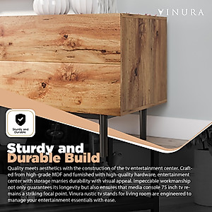 TV Stands for Living Room - 76” MDF Naturakl Wood TV Stand for Bedroom - Multipurpose Entertainment Center with Storage - TV & Media Furniture for 80’’ TV with 3 Doors - Organize, Elevate, Enjoy!