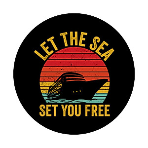 Cruising Cruise Ship Retro Let The Sea Set You Free PopSockets Standard PopGrip