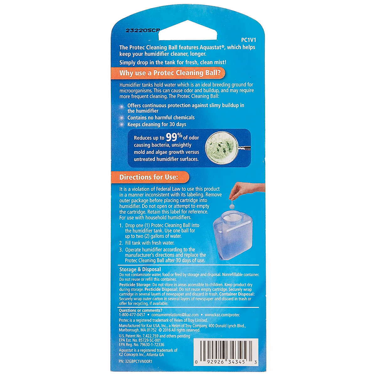 ProTec PC-2 Humidifier Tank Cleaning Cartridge, 2-Count Packages (1 pack of 2 cartridges)
