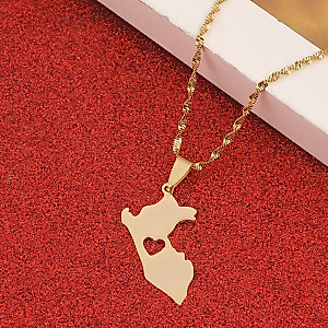 Stainless Steel Peru Map Pendant Necklaces Women Map of Peru Peruvian Jewelry