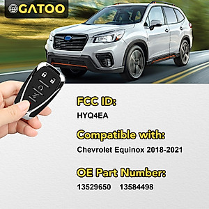 Key Fob Replacement Proximity Fit for Chevy Equinox LT LS L Premier Plus Sport Utility 2018 2019 2020 2021 Smart Keyless Entry Remote Control Start HYQ4EA 13529650 13584498