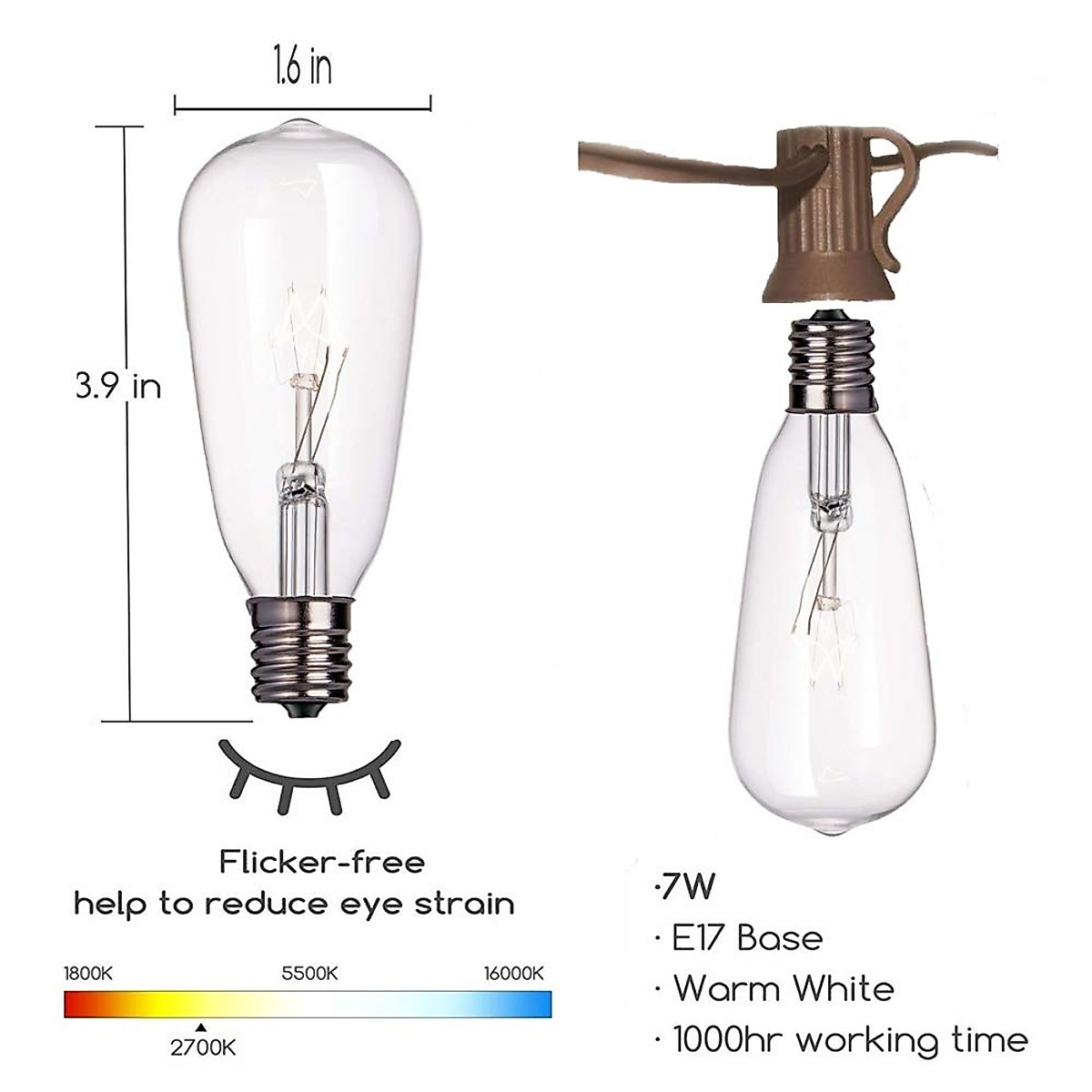 20Ft Edison Outdoor String Lights - Vintage Style