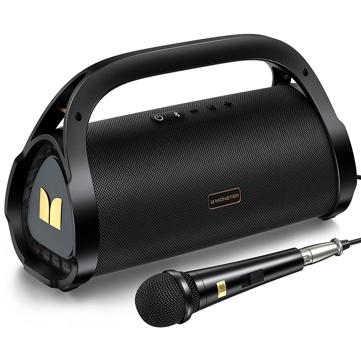 Monster Adventurer Max Bluetooth Speakers, IPX7 Waterproof Outdoor Bluetooth Speakers, Active Extra Bass, Fast Charging, with Microphone, Suitable for Beach, Parties, Gym, Black