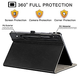 ZtotopCases for Samsung Galaxy Tab S8/S7 Case 11 Inch(SM-X700/X706/T870/T875/T878), PU Leather Folding Stand Cover with Auto Sleep/Wake & Multiple Viewing Angles, Support S Pen, Black