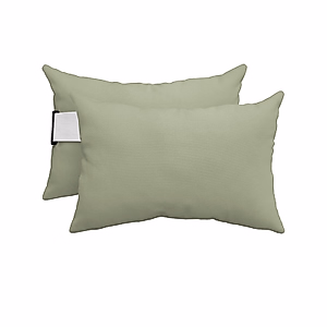 Sage Green Outdoor Beach Chair Pillow Headrest for Chaise Lounge Chair, Farmhouse Sage Green Solid Color Recliner Head Pillow Waterproof Pillowcases with Elastic Stripes & Pillow Inserts 11x16,2 Pcs