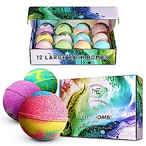 Marvelous Essentials Bath Bomb Gift Set for Women | 12 Aromatherapy BathBombs Crafted from Pure Essential Oils | Fizzy Spa Relaxing Bubble Bath Bombs Make a Great Gift Idea for Women & Kids