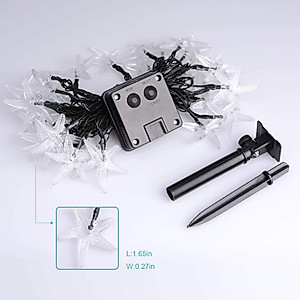 YUJINQ Starfish Solar String Lights, 21ft 30 LED Fairy Halloween Christmas Lights Decorative Lighting for Indoor/Outdoor, Garden, Home, Patio, Lawn, Party and Holiday Decorations (21, Blue)