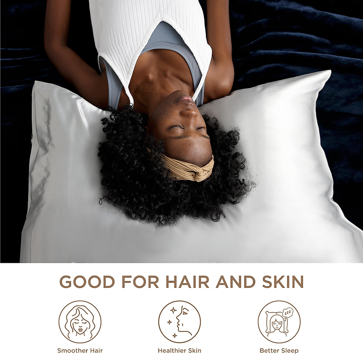 Bedsure King Size Satin Pillowcase Set of 2 - Black Silky Pillow Cases for Hair and Skin with Envelope Closure, Similar to Silk Pillow Cases, Gifts for Women Men, 20x36 Inches