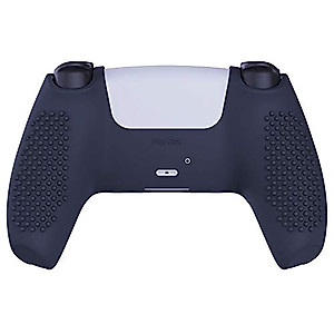 eXtremeRate PlayVital Midnight Blue 3D Studded Edition Anti-Slip Silicone Cover Skin for ps5 Controller, Soft Rubber Case Protector for ps5 Controller with 6 Black Thumb Grip Caps