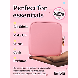 Embla Makeup Bag Travel Cosmetics Pouch and Toiletry Bag, Nylon Zipper Pouch Purse, Cute Make Up Organizer Storage Tote for Women Girls, Travel Skincare Case, Small Makeup Bags, Flamingo Pink