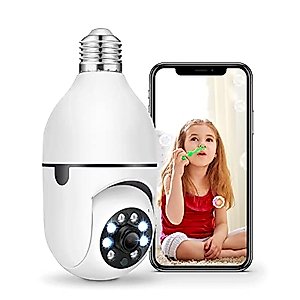 Reobiux Light Bulb Security Camera, Full-HD 1080P 360 Degree Panoramic 2.4Ghz Wireless WiFi Camera,with Infrared Night Vision & Motion Detection & 2-Way Audio Home Camera for Baby/Elder/Pet