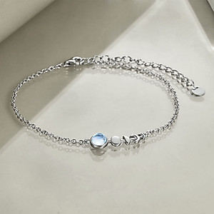 TIGER RIDER 925 Sterling Silver Moon Bracelet Moonstone Jewelry for Her