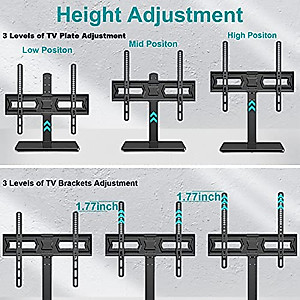 Universal TV Stand, Swivel TV Stand Base Fits Most 37 to 70 Inch LCD LED Screens, 9 Levels Height Adjustable Table Top TV Stand with Tempered Glass Base, Holds up to 88lbs, Max VESA 600x400mm