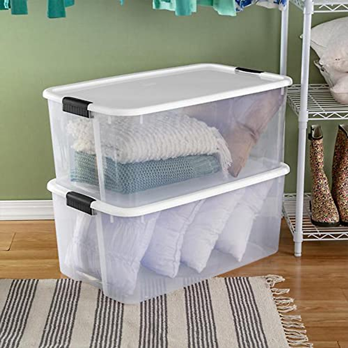 Sterilite 116 Quart Ultra Clear Plastic Storage Tote Container with Latching Lid (20 Pack)