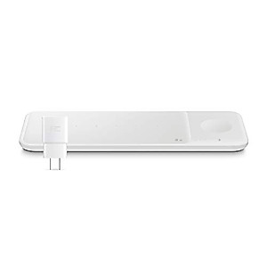 Samsung Electronics Wireless Charger Trio, Qi Compatible - Charge up to 3 Devices at Once - for Galaxy Phones, Buds, Watches, and Apple iPhone Devices, White (US Version)