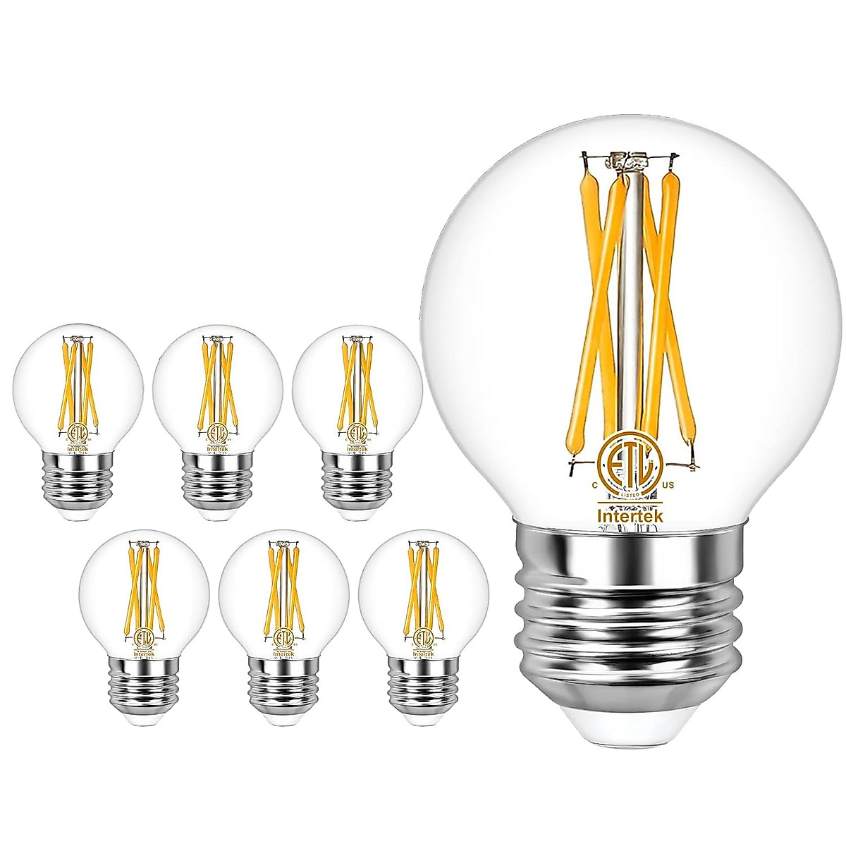 winshine E26 LED Edison Bulbs Dimmable, 3000K Soft White, G16.5 Small Light Bulb 40W Equivalent, 4W Decorative Globe Light Bulbs for Bathroom Vanity, Chandelier, Clear Glass, 120V, 400LM, 6 Pack