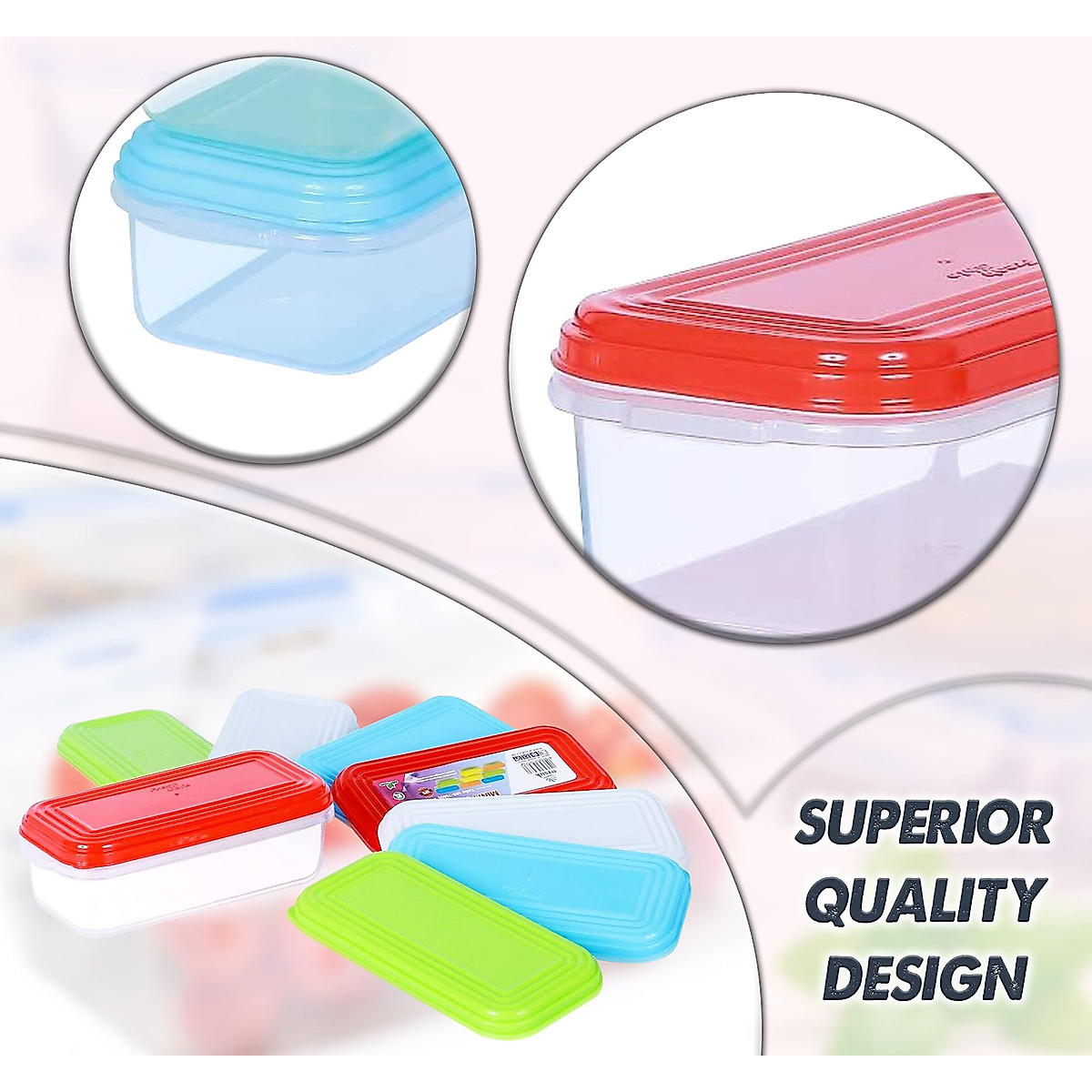 ARSUK 8 Pack Baby Food Storage Containers (8.5oz/250ml) - Small Plastic Containers with Lids for Freezer - Microwavable, Dishwasher Safe & BPA Free