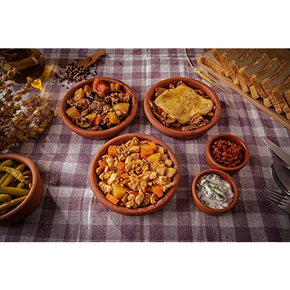 Luksyol Handmade Unglazed Clay Bowls: Elevate Your Culinary Experience with a Set of 3 (6.3 x 1.57 in) | Authentic Terracotta Cooking for Indian, Mexican, Korean Cuisine | Microwave-Friendly and Safe|