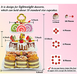 Dessert Table Display Set, 5 Pcs Cupcake Stand Set, Yuugitil White Gold Square Cupcake Tower & 14.5" Appetizer Serving Trays for Party, 3 Tier Cupcake Holder for Wedding Birthday Baby Shower