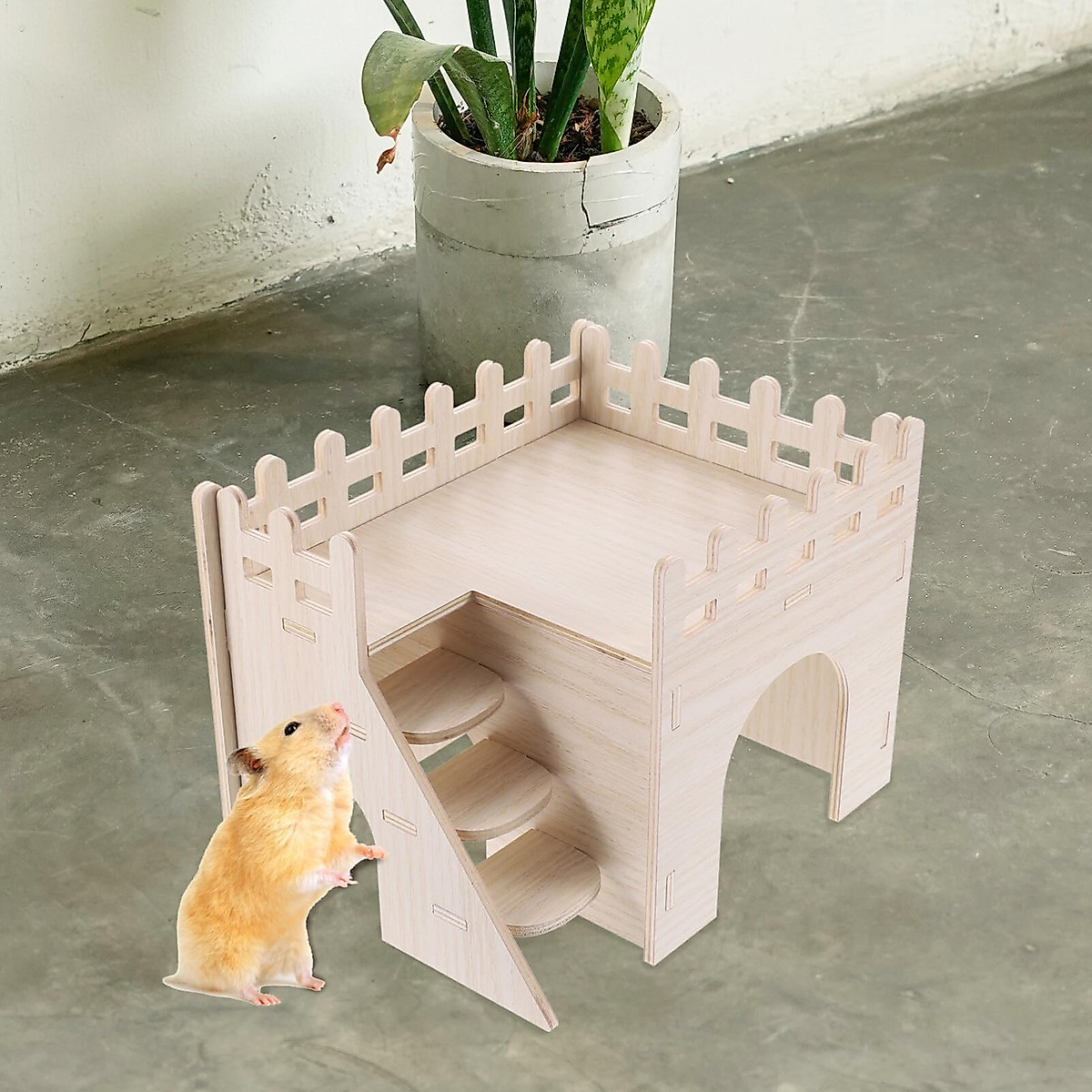 POPETPOP Toys Guinea Pig Toys pet Hamster Hamster Hideout hut Chinchilla Small Animals Ladder Guinea Hideaway Ladder Wooden nest Hamster nest Small House pet Supplies Seesaw