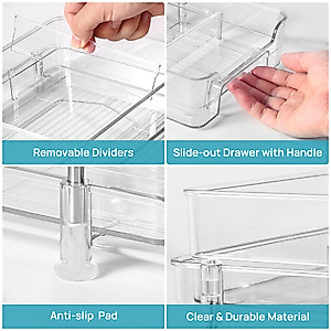Vtopmart 4 Pack 2 Tier Bathroom Under Sink Organizers and Storage, Clear Kitchen Pantry Organization, Pull Out Medicine Cabinet Organizer with Movable Dividers