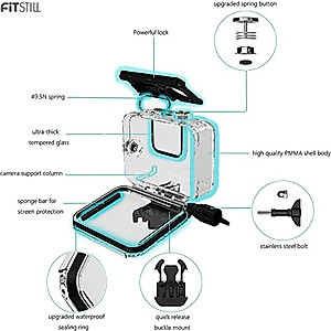 FitStill 60M Waterproof Case for Go Pro Hero 11 Black/Hero 10 Black/Hero 9 Black, Protective Underwater Dive Housing Shell with Bracket Accessories for Go Pro Hero11/10/9 Black Action Camera