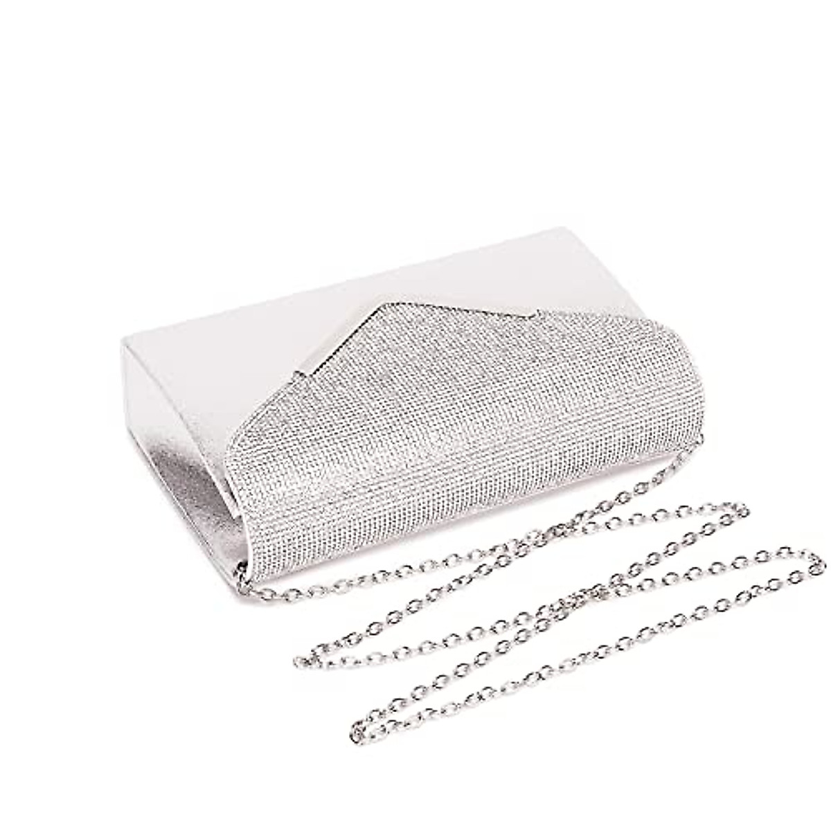 Lam Gallery Rhinestone Evening Clutch Handbag Bling Silver Crystal Bridal Purse Wedding Cocktail Party Bag(Silver)