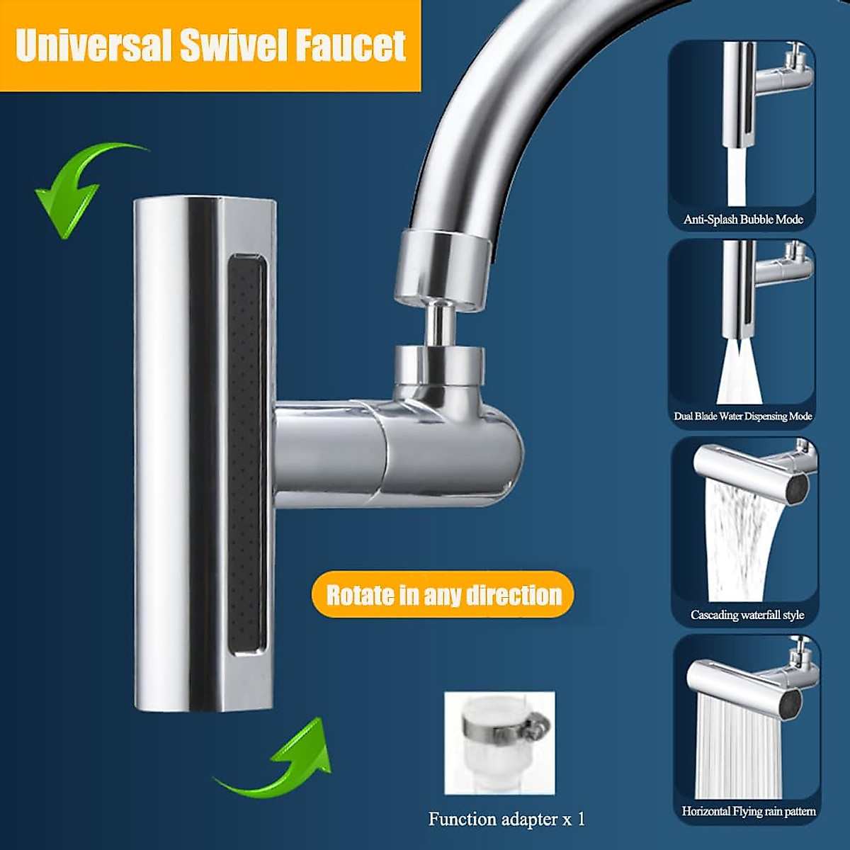 Toega 360°Swivel Faucet Extender, Copper faucet aerator,faucet extender, Kitchen Rotating Extension Filter with 4 Mode Splash