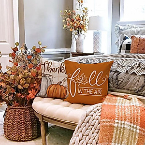 DFXSZ Fall Pillow Covers 18x18 inch Set of 4 Buffalo Plaid Fall Pumpkin Outdoor Throw Pillow Cover Autumn Thanksgiving Decoration for Home Couch Bed