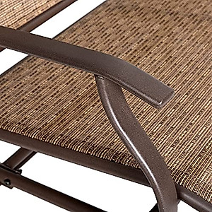 ALIMORDEN Patio Wicker Swing Glider Bench for 2 Person, Outdoor Sturdy Steel Frame Rocking Lounge Chair, Weather Resistant Rattan Chair for Garden, Backyard, Porch, Brown