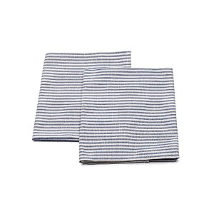 LinenMe Set of 2 Tea Towels Blue Striped Linen Cotton Jazz, 19 x 28