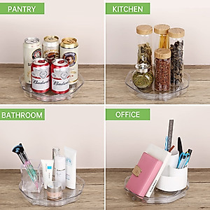 Clear Lazy Susan Organizer, BS ONE 2 Pack 9 Inches Turntable Lazy Susan Spice Rack for Cabinets Kitchen, Countertop, Bathroom, Makeup, Pantry Organization and Storage