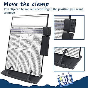 Keenjorika Desktop Document Book Holder with 7 Adjustable Positions, Black Document Holder for Desk, Paper Holder Copy Stand Holder for Speech, Paper Holder Stand for Desk Typing, Angle Adjustable