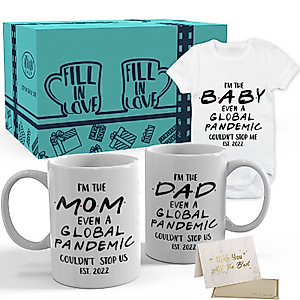 ATFUNSHOP New Parents Gifts for Couples Pregnancy Gifts for First Time Mom and Dad to Be Gifts Mom and Dad Coffee Mug with Baby Romper Est 2022 New Baby Gift Ideal for Baby Shower Gender Reveal