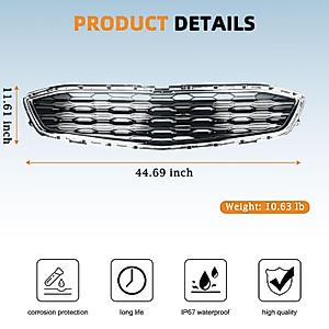 KARPAL Front Upper & Lower Bumper Grille Honeycomb Mesh Grill Compatible With 2016-2018 Chevrolet Chevy Malibu US Built