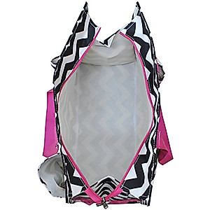 Ocean Themed Prints NGIL Large Travel Caddy Organizer Tote Bag (Chevron Tote Hot Pink and Black)
