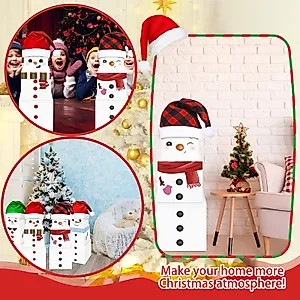 MotiMind 16 Pcs Christmas Snowman Stackable Gift Boxes with Hats in 4 Designs Stackable Snowman Gift Box Tower Xmas Nesting Box for Gift Wrapping Party Decor Christmas Stacking Gift Boxes